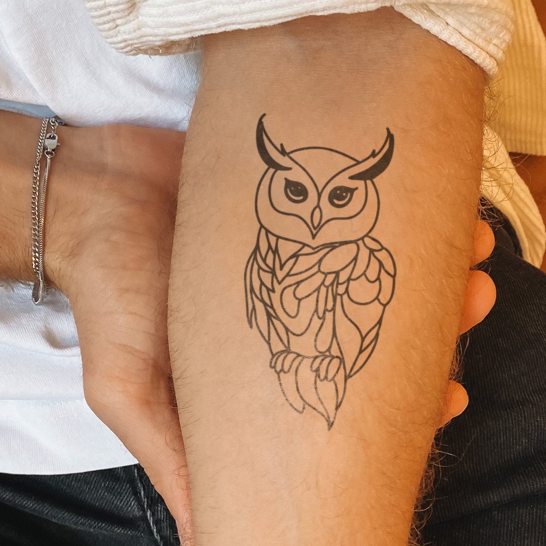 Kleine Uil | 2 Weken Tijdelijke Tatoeage | Inkster